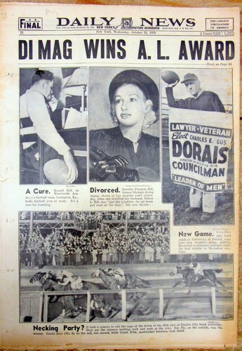 1939 NY Daily News newspaper Yankee JOE DiMAGGIO baseball's MOST ...