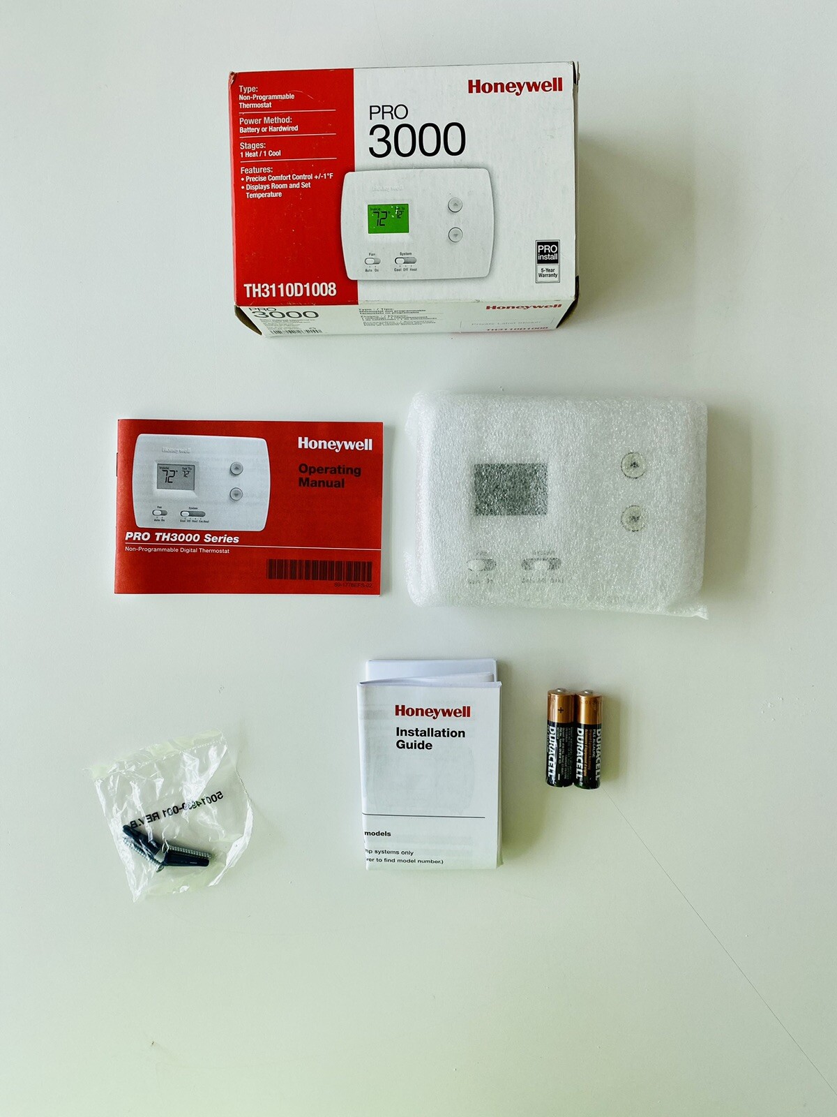 Honeywell TH3210D1004 Non-Programmable Digital Thermostat - White for ...