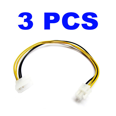 3 PCS Molex 5.25 to P4 ATX12V Cable for Power Supply Motherboard 4 Pin ...