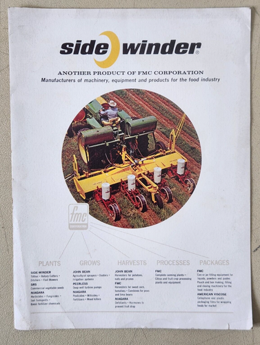Side-Winder Corn Seed Planter Sales Pamphlet Brochure FMC Bulletin No ...