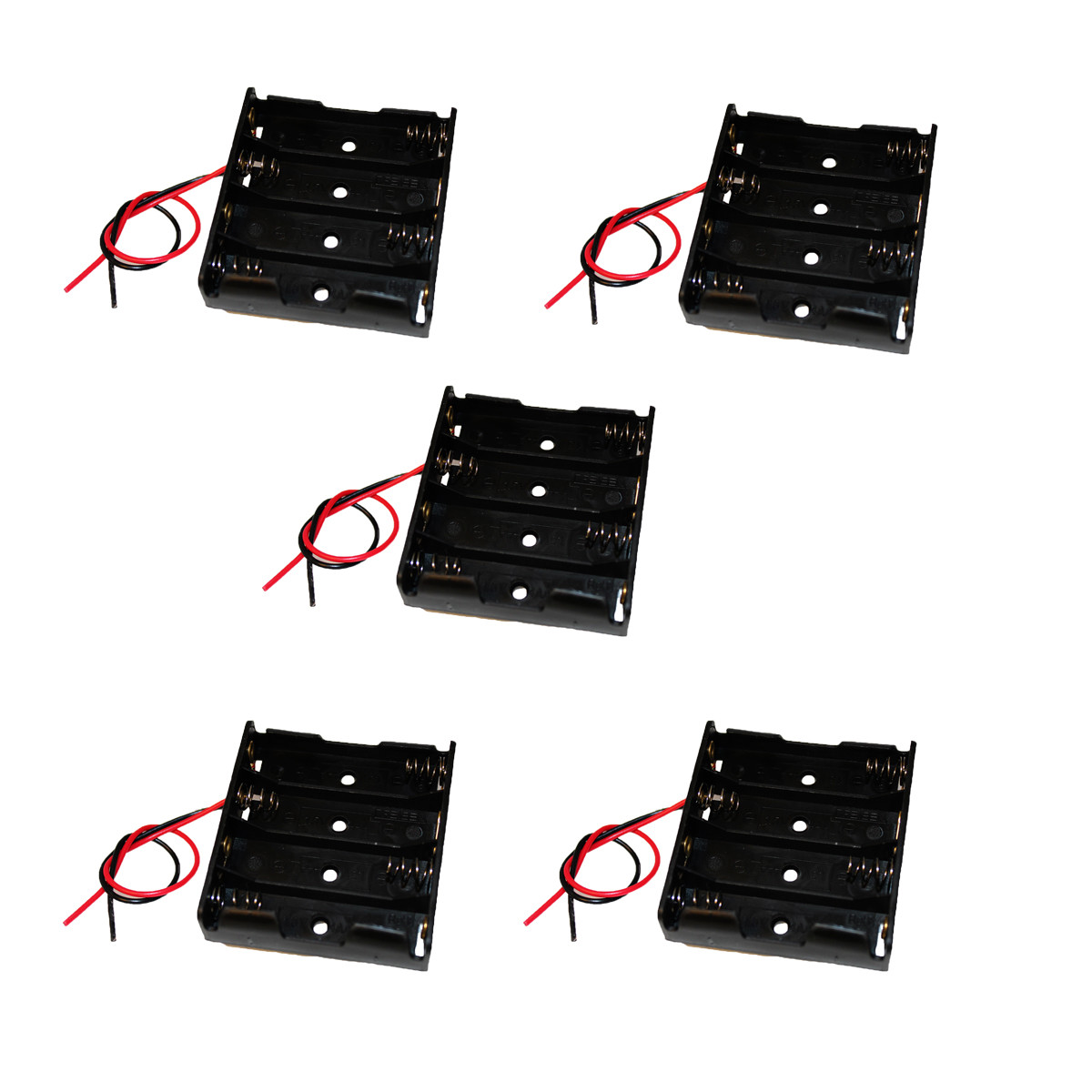 5PCS 4 x 1.5V AAA Battery Spring Clip Black Plastic 4 x AAA Battery ...