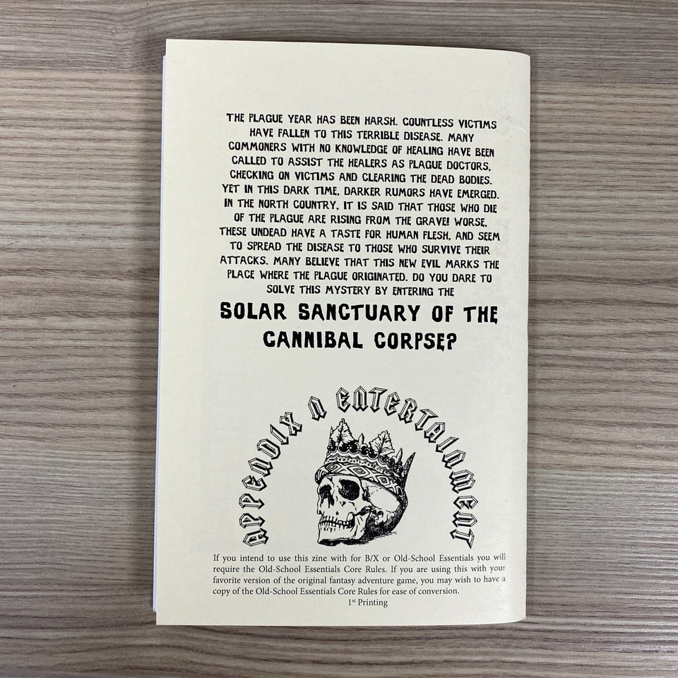 SOLAR SANCTUARY OF THE CANNIBAL CORPSE ROLEPLAY BOOK RPG RULES RULEBOOK ...