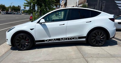 Tesla Model Y 2020-2024 Custom Outline "Dual Motor" Side Vinyl Decal ...