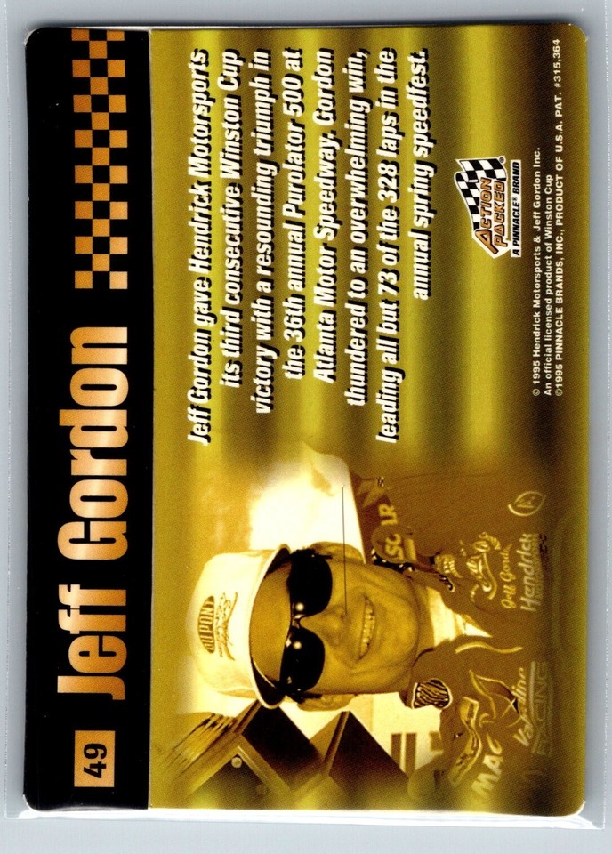 Jeff Gordon #49 1995 Action Packed Card Nascar Winston Cup | eBay
