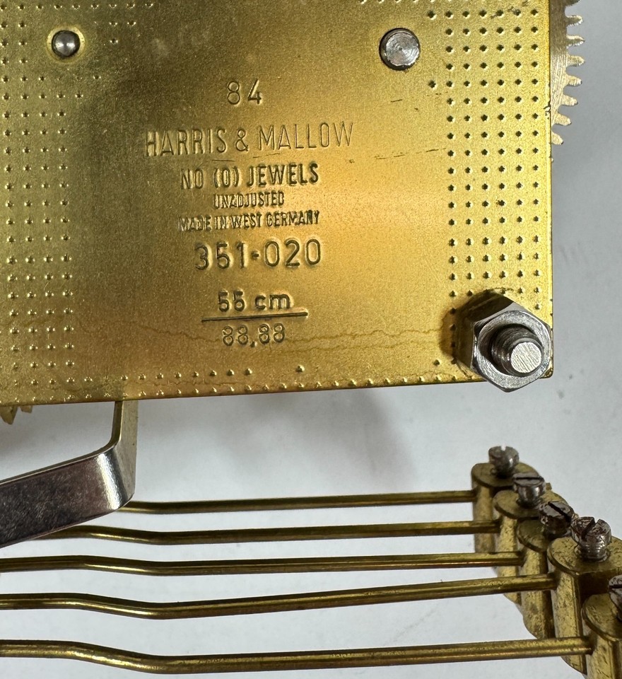 Vintage Harris & Mallow West Germany 0 Jewels 351-020 Clock Movement ...