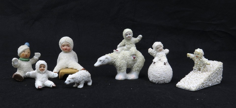 Antique Rare Bisque Mini Snow Babies 3 Hertwig Germany & 4 Shackman ...