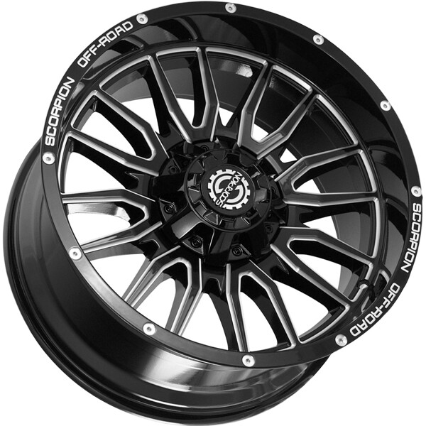 (5) Scorpion Striker 20x10 5x5"/5x135 -19mm Black/Milled Wheels Rims 20 ...