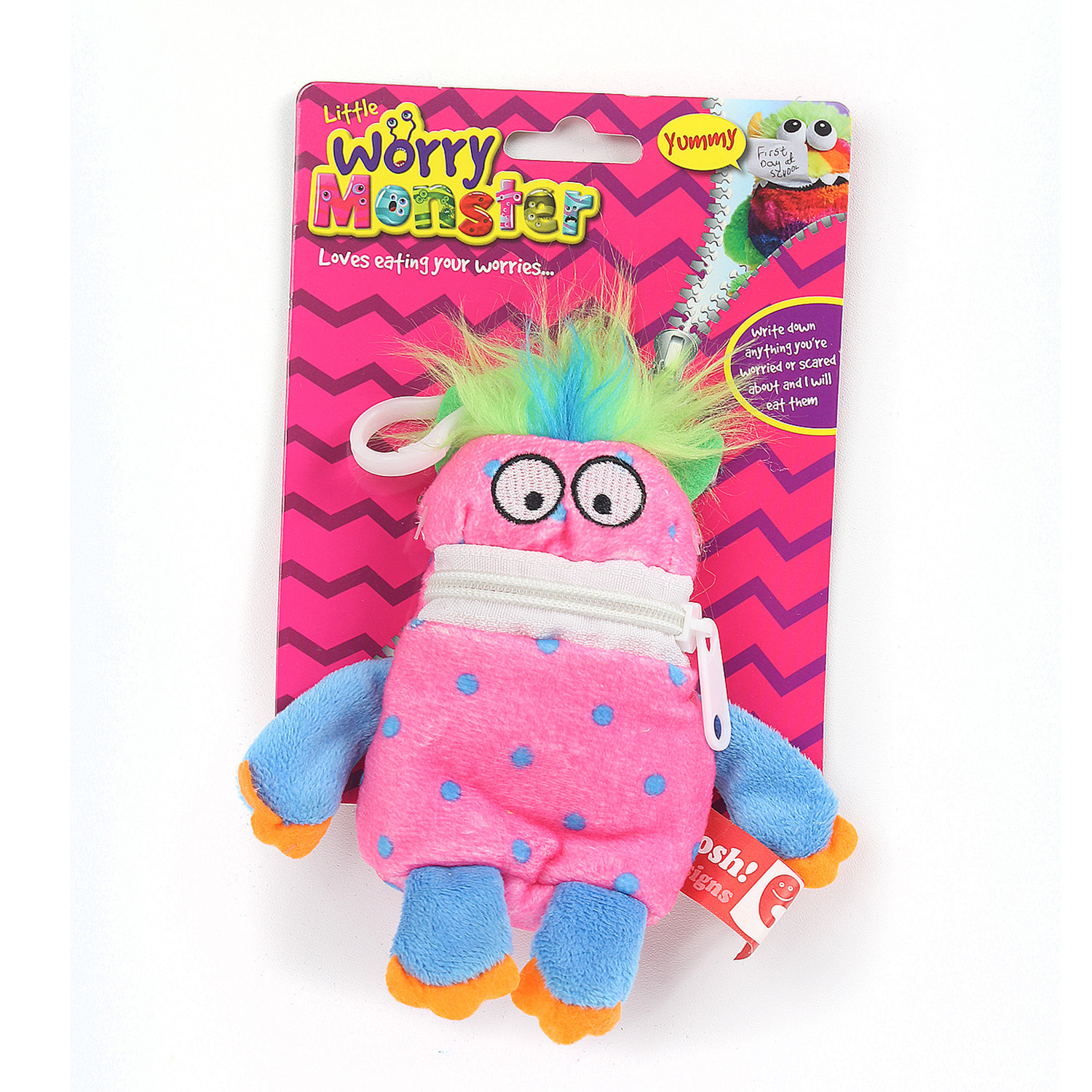 Guaranteed4Less Worry Monster Cuddly Toy Eats Zip Up Mouth Loves ...