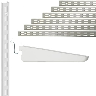 Twin Slot Shelving White Chrome Uprights Brackets Adjustable System ...