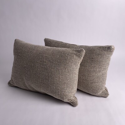Lot Of (2) Maharam Cato Sand Throw Pillows Poly/Down Inserts 12x19 (w ...