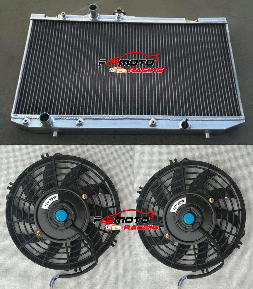 Aluminum Radiator+Fans FOR Toyota Starlet P8 1.3 12V EP81 2E-E CAT 1989 ...