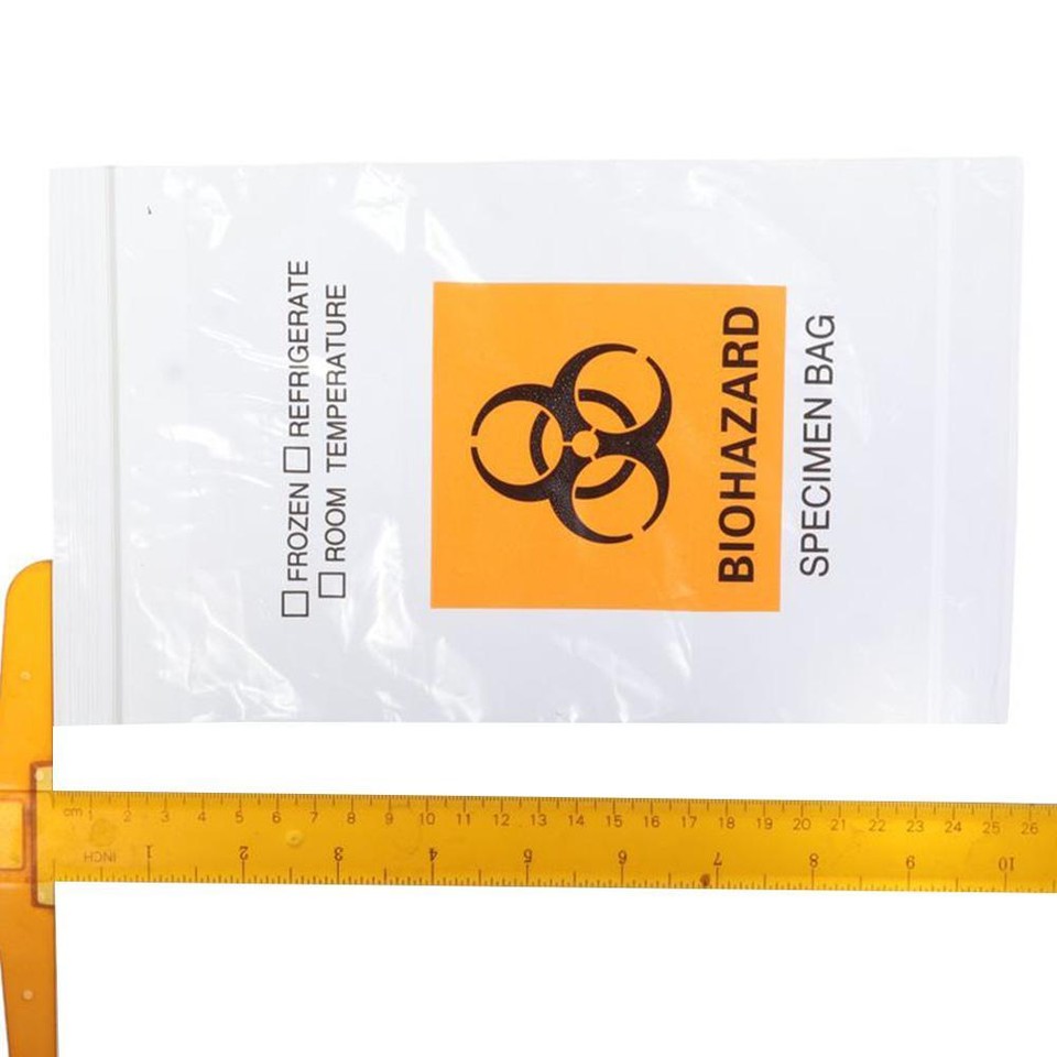 100pcs PE Biohazard Waste 6x9.8in/15x25cm Medical Garbage Bags Disposal ...