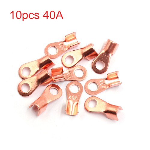 10pcs 40A Copper Ring Terminals Lug Non-Insulated Battery Cable ...