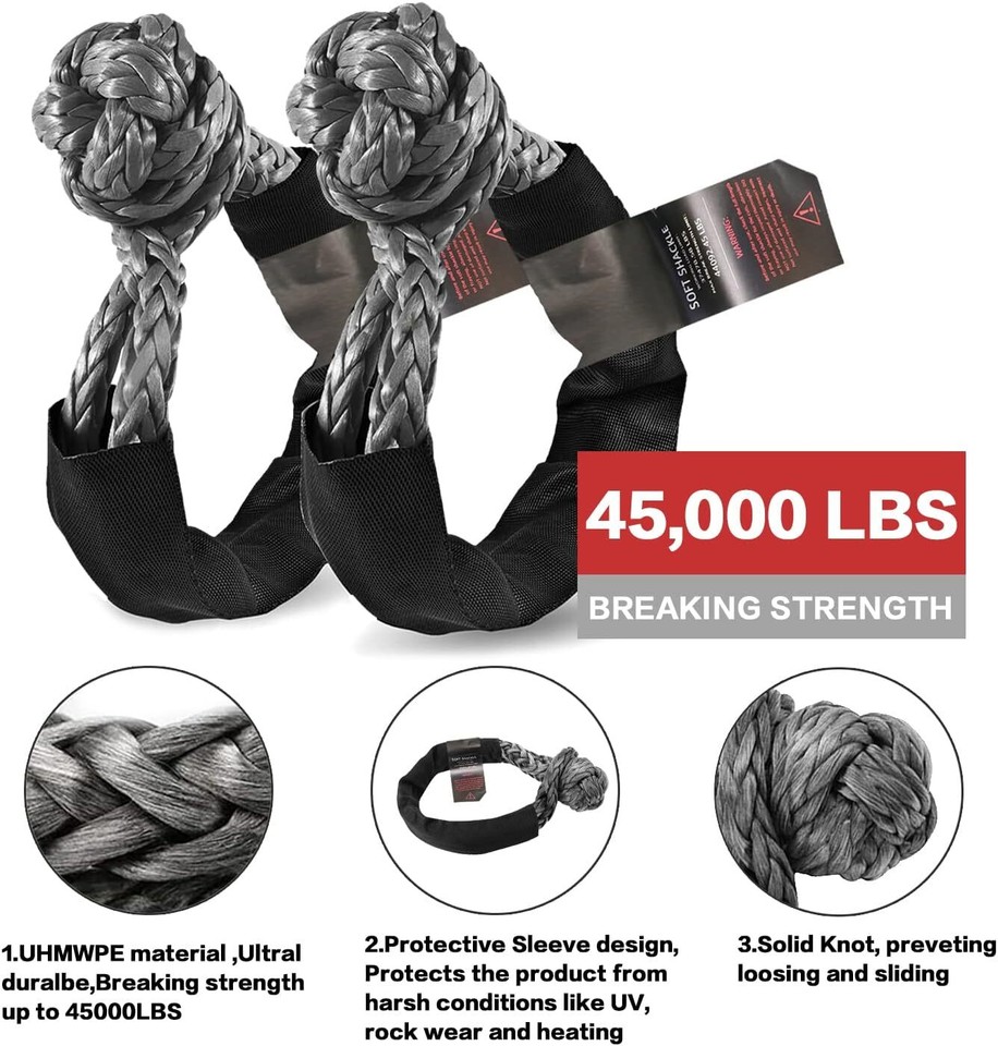 Double Soft Synthetic Shackle Recovery Kit 22" 45000LBS Breaking ...