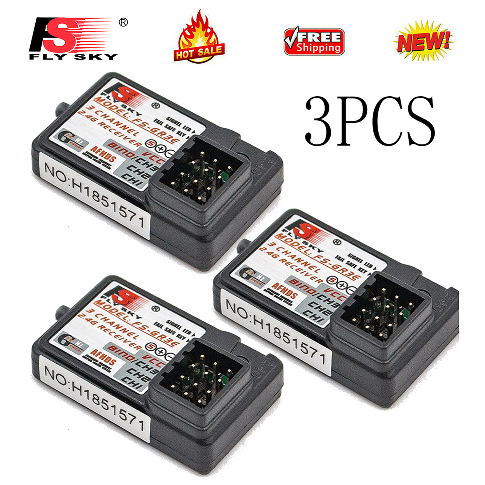 3PCS Flysky FS-GR3E AFHDS 3CH Receiver Fr Car Boat FS-GT2 FS-GT2B FS ...