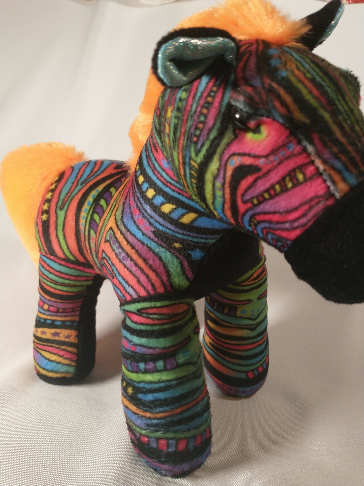 Toy Factory Zebra Plush, Rainbow Stuffed Animal, Orange | eBay