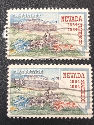 Lot Of 2, 1964 Five Cent Stamp Nevada Statehood Used Stamps | eBay