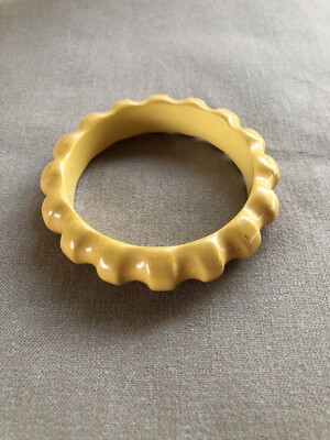 Vintage BAKELITE Custard Gear Carved Bangle Bracelet | eBay