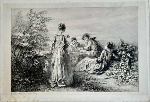 Le quatrain d'après et par Emile Wattier Gravure au vernis mou sur ...