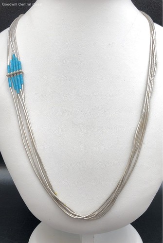 Sterling Silver Liquid Chain Necklace W/ Turquoise | eBay