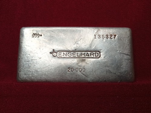 Engelhard 20 Oz 999 Vintage Silver Poured Bar, Bull Logo,Nice Reverse ...