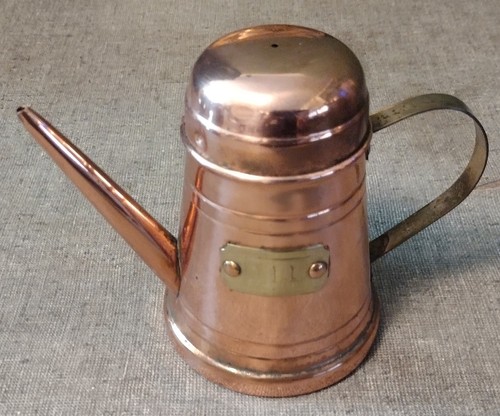 Vintage Metal Copper & Brass "Oil" Pitcher With Lid 5-1/8" Tall Made In ...