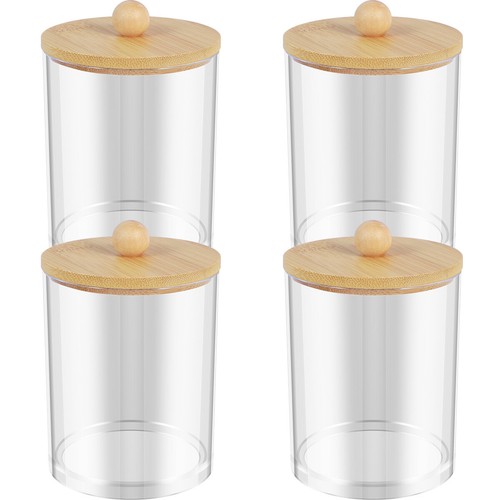 4Pcs Cotton Pads Holder Stackable Balls Container with Lid 10oz Clear ...
