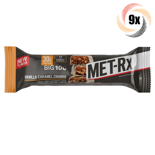 9x Bars MET-Rx Big 100 Vanilla Caramel Churro Meal Replacement Energy ...
