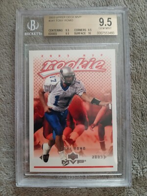2003 Upper Deck MVP #341 Tony Romo Rookie RC Card Beckett BGS 9.5 Gem ...