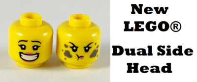 LEGO Dirty Face Head BIG Smile Dual Sided Chewing Determined Cheesy ...