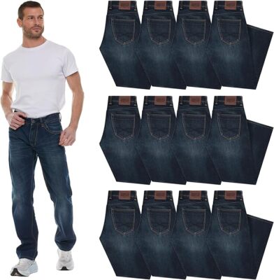 12 Pack Mens Wholesale Jeans Pants, Classic Fit Bulk Mens Denim ...