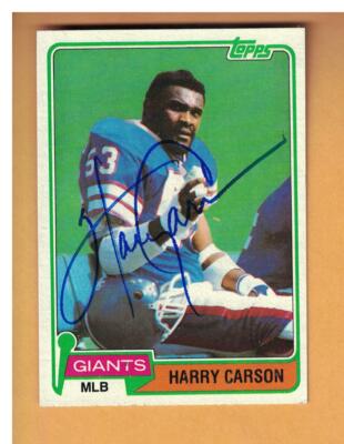 Harry Carson AUTOGRAPHED 1981 TOPPS FOOTBALL CARD SIGNED NEW YORK ...