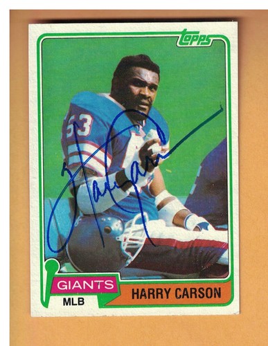 Harry Carson AUTOGRAPHED 1981 TOPPS FOOTBALL CARD SIGNED NEW YORK ...