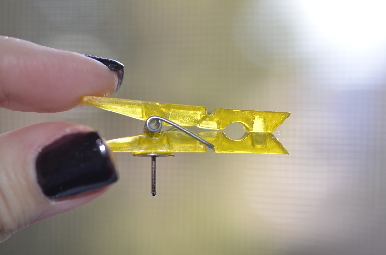 Set/6 YELLOW clothes pin bulletin board pushpins, thumbtacks, or ...