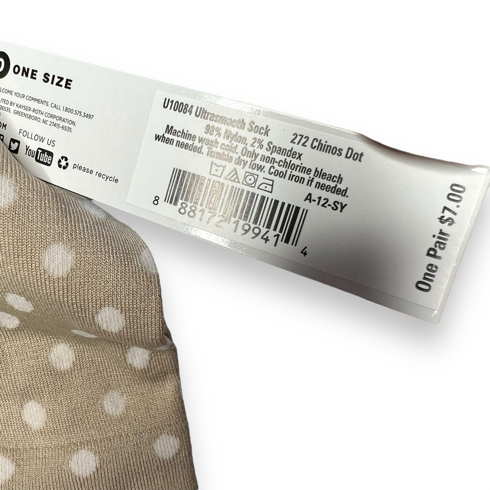Hue Ultrasmooth Chino Polka Dot Socks Womens One Size Fits Most 1 Pair ...