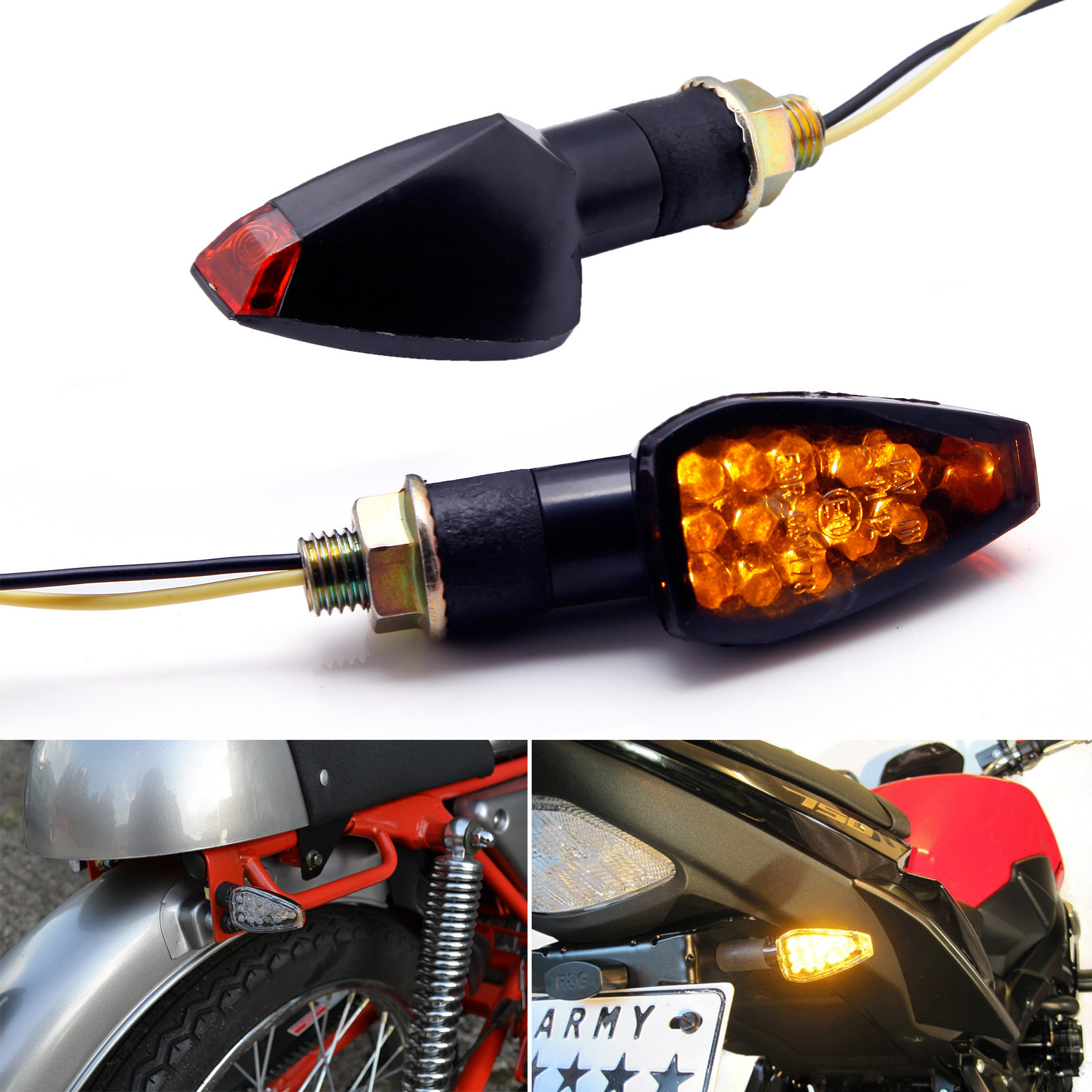 FOR YAMAHA YZF R1 R6 LED TURN SIGNALS BLINKER INDICATOR LIGHT AMBER ...