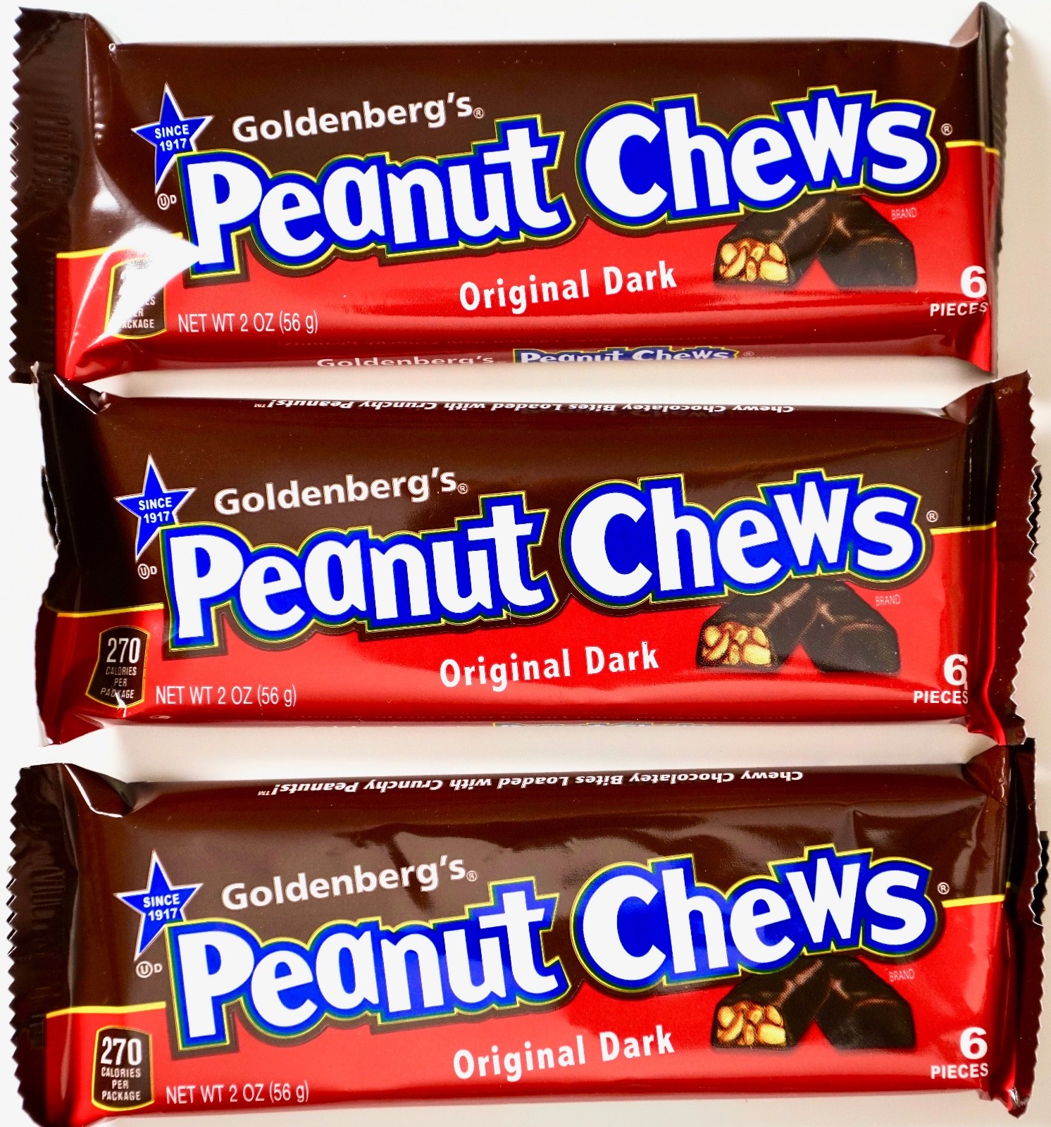 2 Boxes Goldenberg Original Dark Chocolate Peanut Chews Candy 24 Ct ...