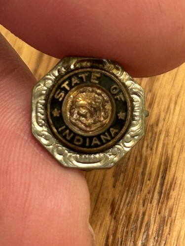 Vintage Enameled State Of Indiana Lapel Pin, State Seal, SEE ...