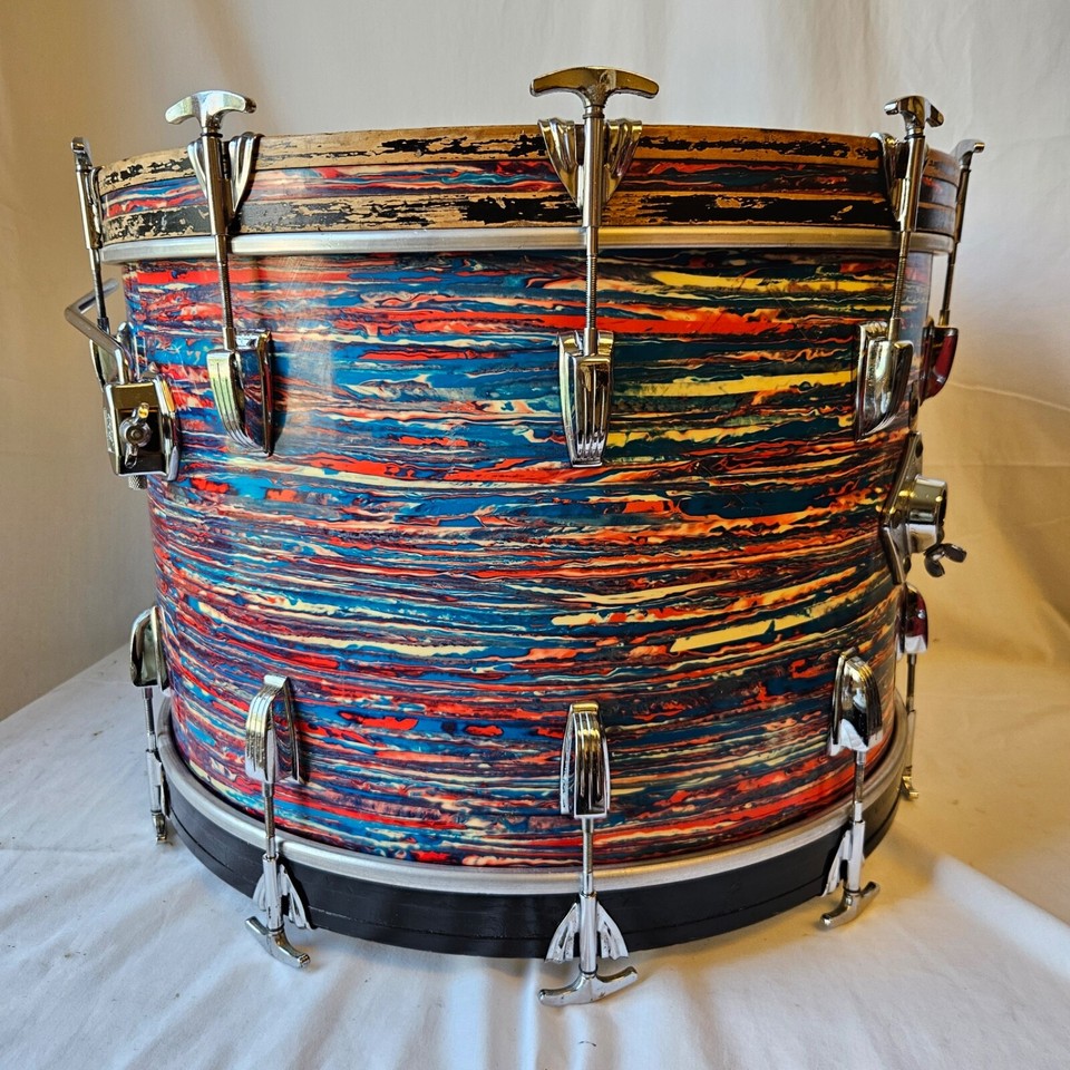 Ludwig 22x14" Psychedelic Red Bass Drum Keystone Badge 1960s | eBay