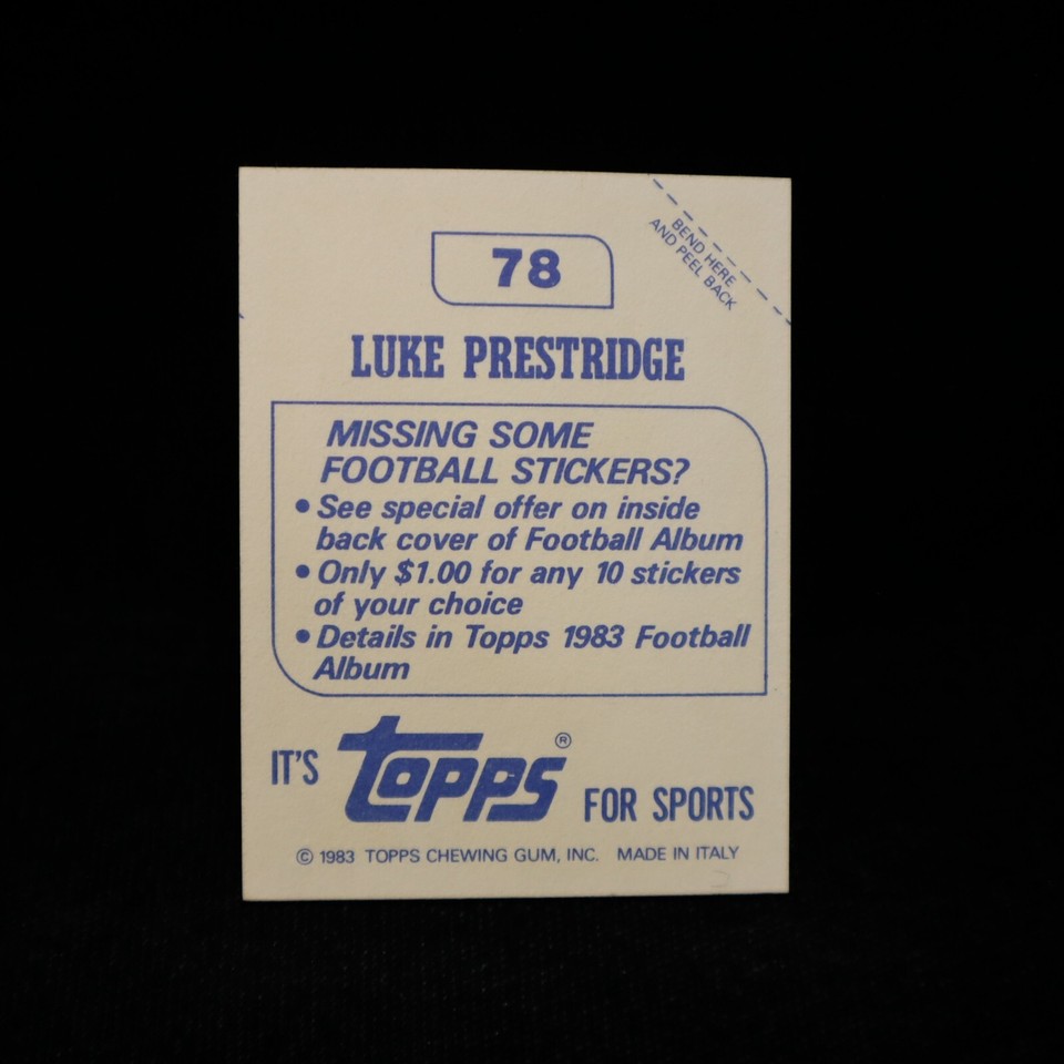 1983 Luke Prestridge Denver Broncos Topps Foil Sticker #78 | eBay