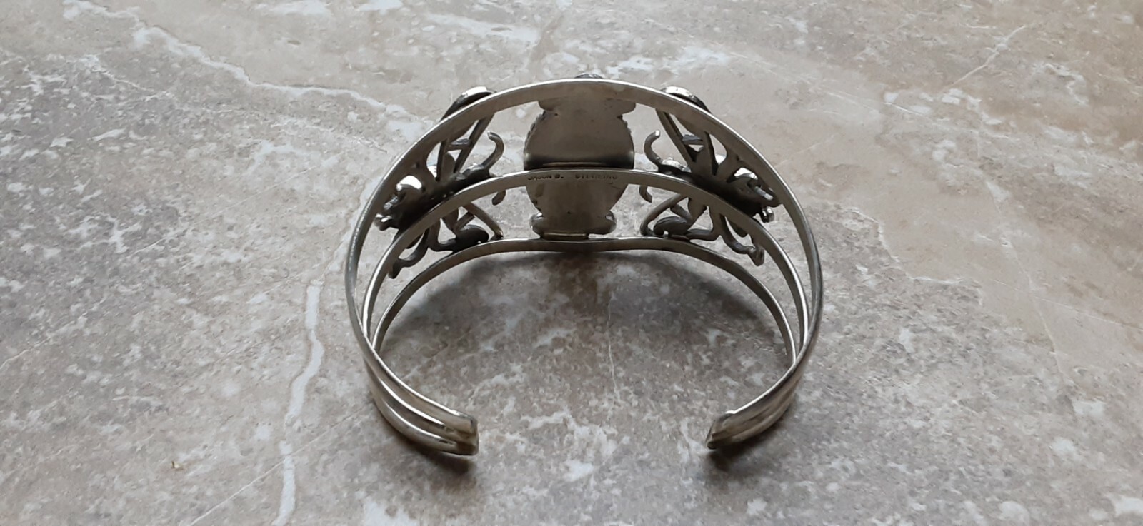 Navajo Indian JASON BAHE Butterfly Bracelet ROYSTON T… - Gem