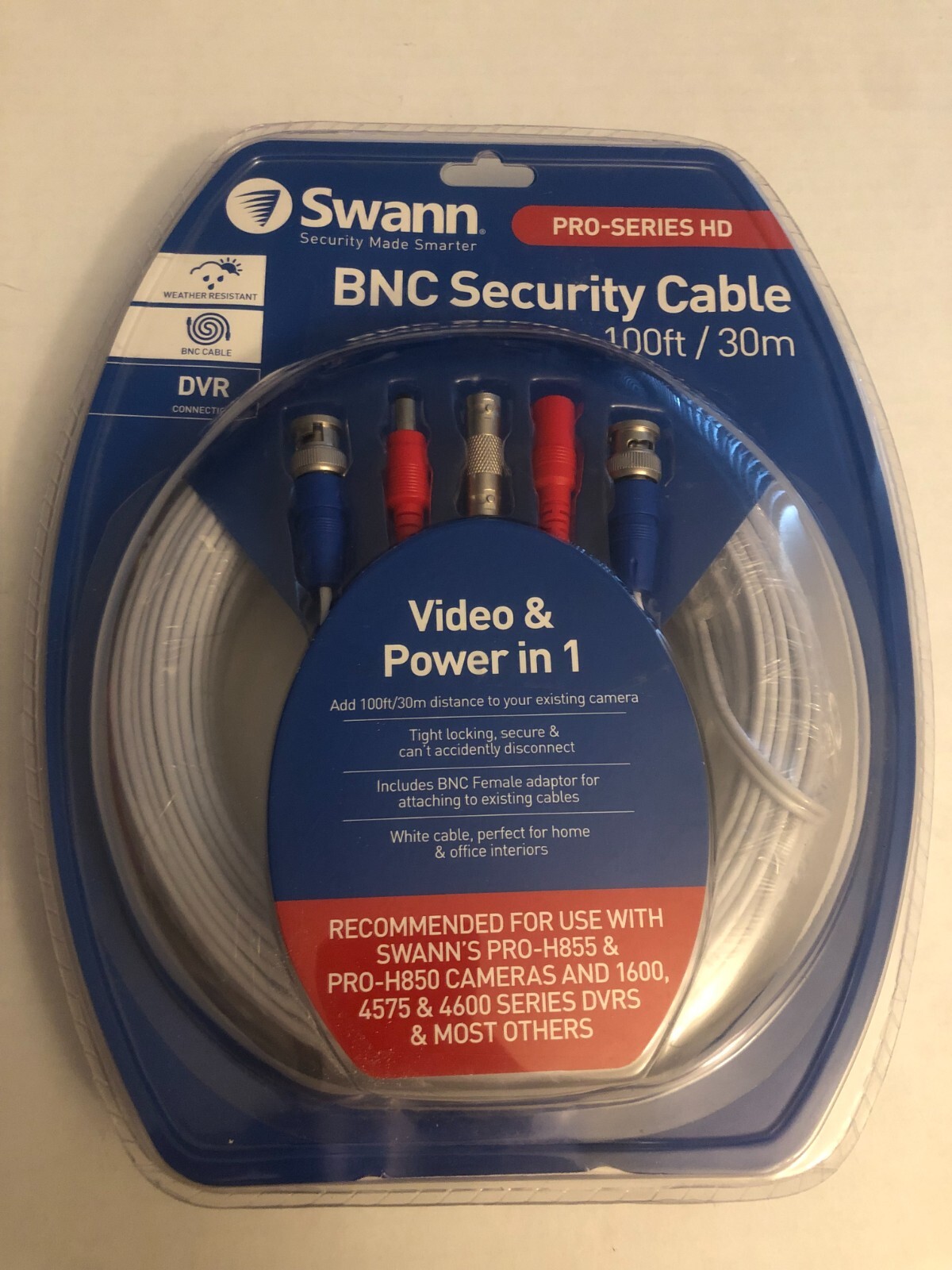 Swann Swpro-30ulcbl-gl HD Video and Power BNC Extension Cable 100 Feet ...