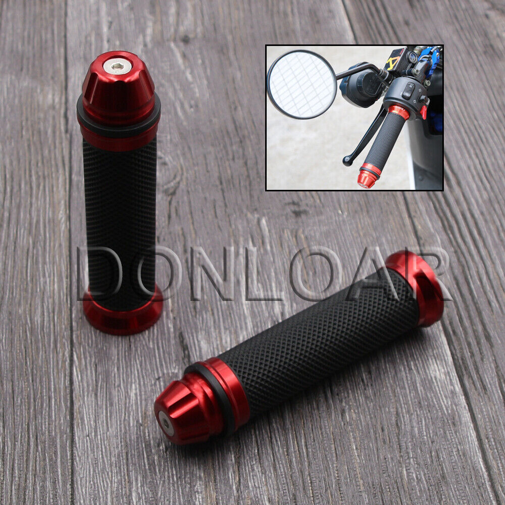 Red 7/8'' Motorcycle Motorbike CNC Handlebar Hand Grips Throttle Twist ...
