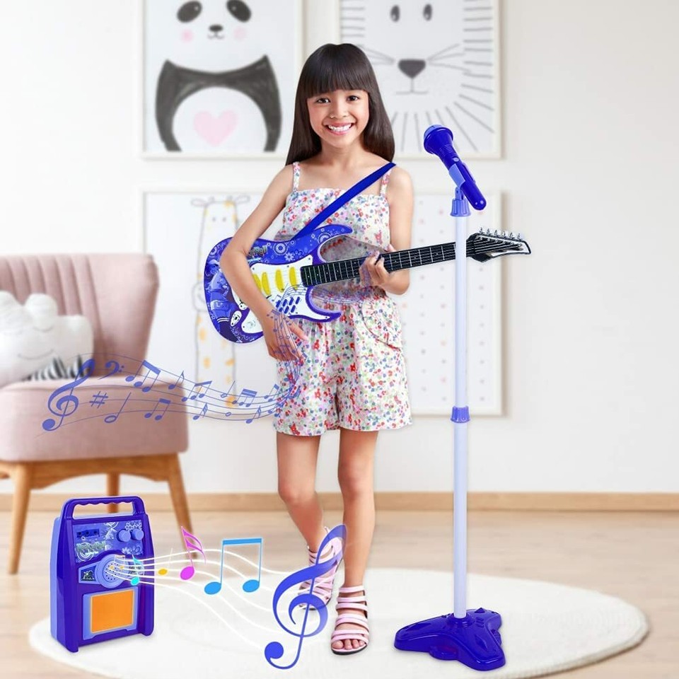 Kids Karaoke Electric Guitar Set MP3 Player Learning Toys Microphone ...