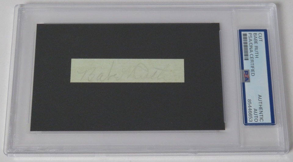 Babe Ruth YANKEES HOF Signed Autograph Auto Cut Page Index Card Slab ...