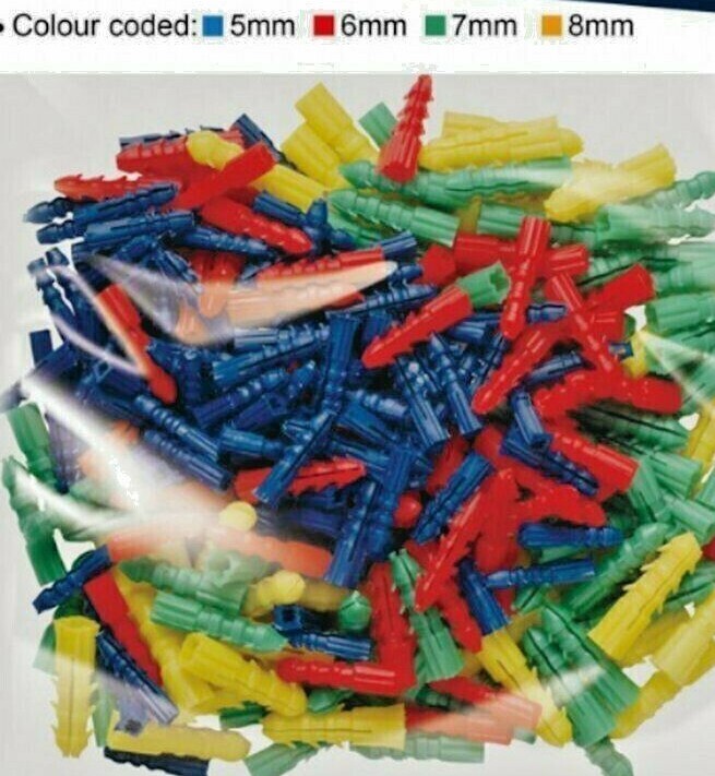 Wall Plug Set 150 Assorted Universal 5mm 6mm 7mm 8mm Fixings Like ...