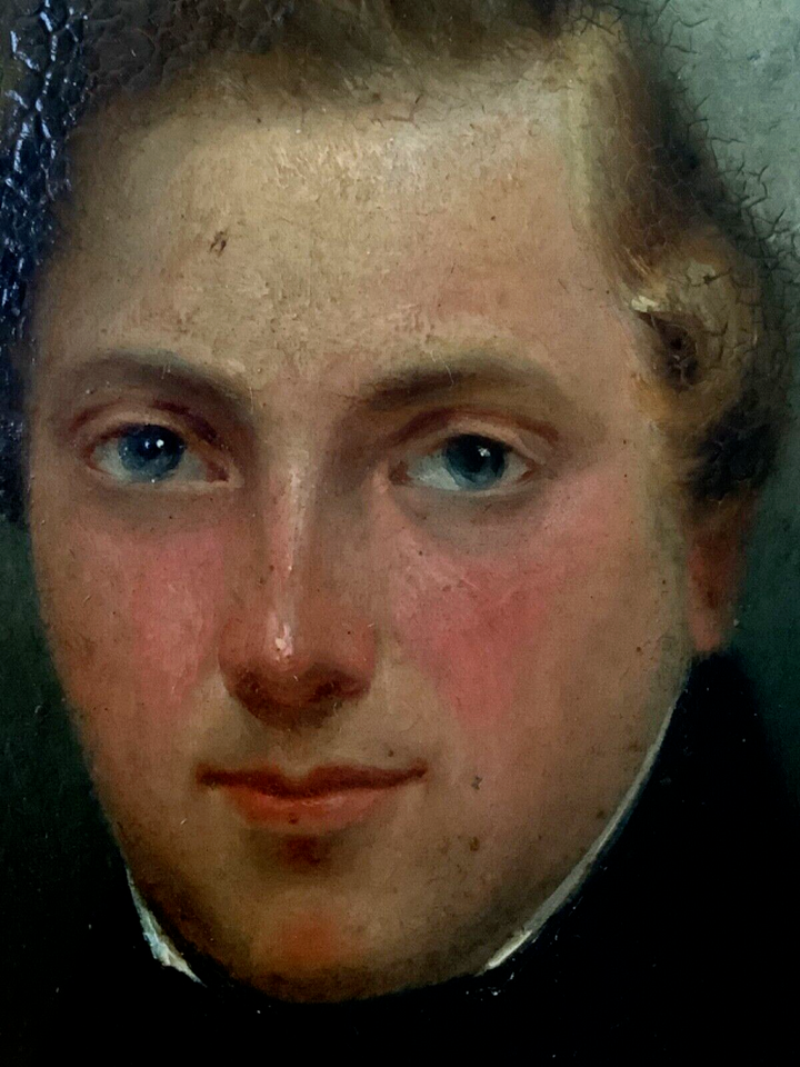 18th - British Romantic - Oil Panel Painting - Portrait Gentleman with ...
