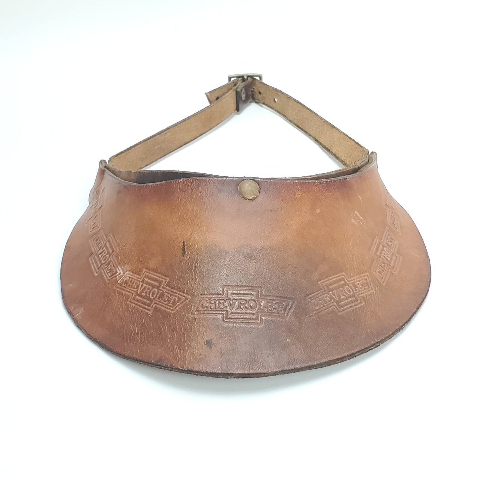 Vintage Leather Visor Brown CHEVROLET Hippie Boho Headwear Tooled ...