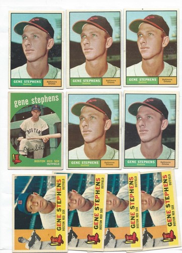 (17) GENE STEPHENS Topps Baseball Card Lot 1956 - 1964 RED & WHITE SOX ...