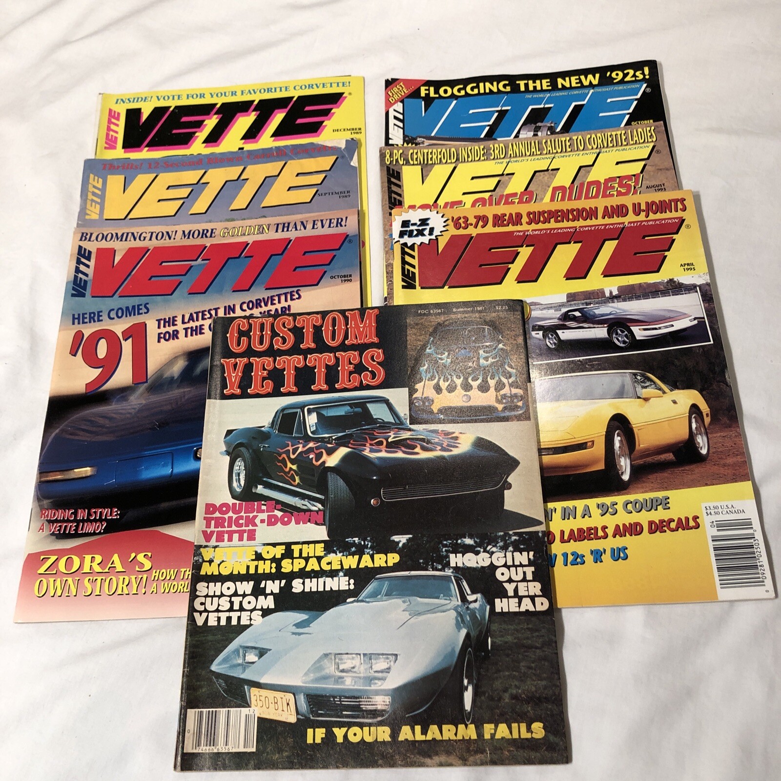 Assorted lot of 7 Vintage Corvette magazines 1989, 90 , 91, 93, 95 and ...